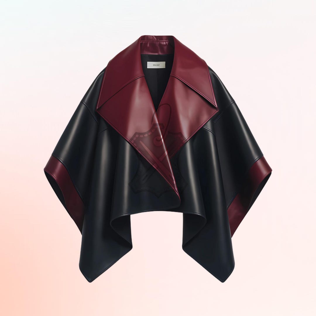 Perfect Handcrafted Black & Burgundy Gothic Vintage Leather Cape ...