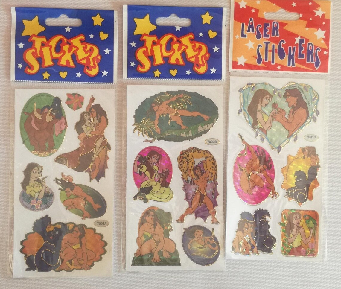 Set of 3 Vintage Tarzan Sticker sheets Lazer Sticker | Etsy