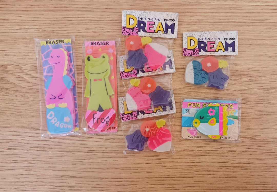 Vintage Erasers From the 80s and 90s - Cute Erasers - Rubber - Heart ...