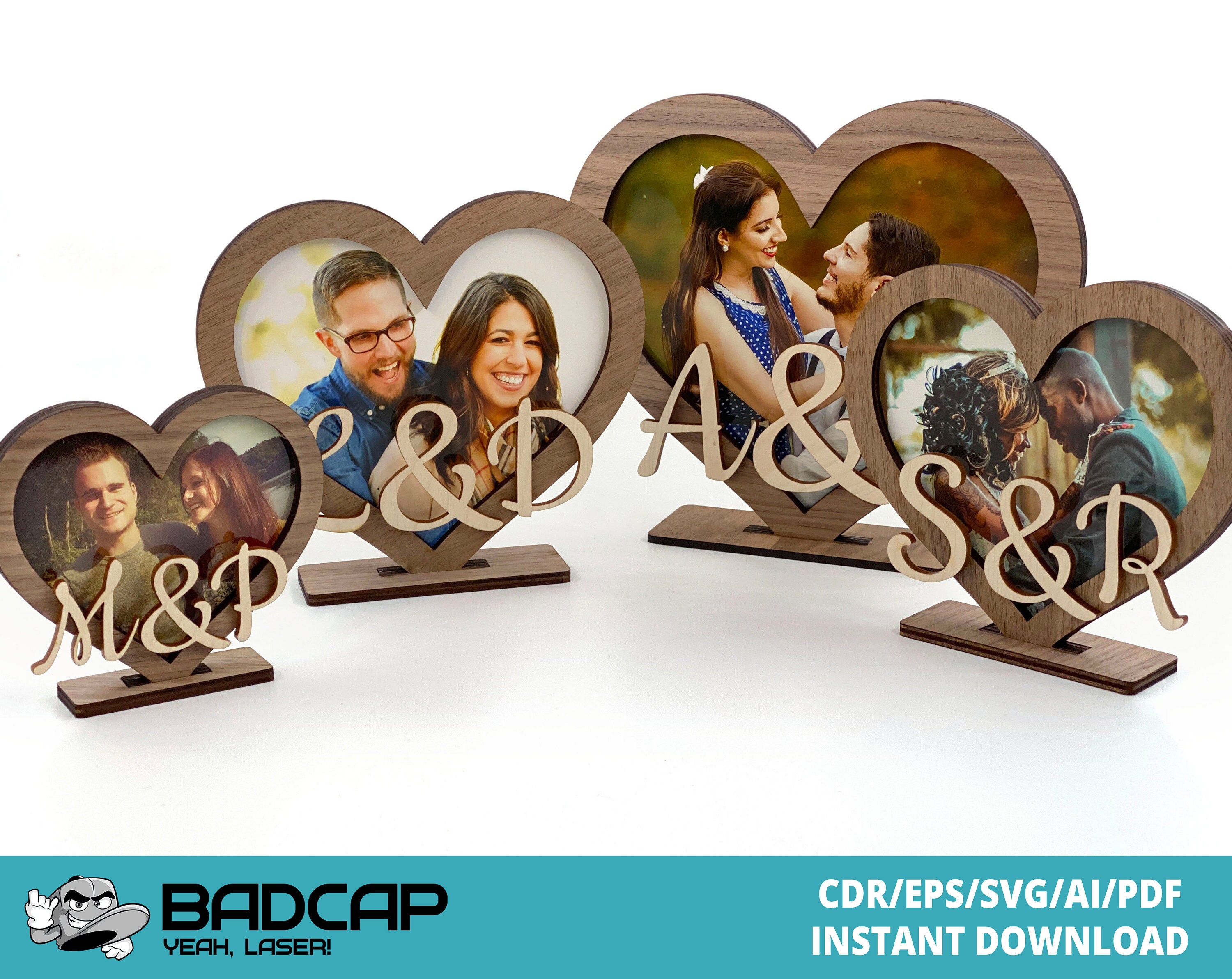 Set of Four Heart Frame Templates for Laser Cut All Letters - Etsy