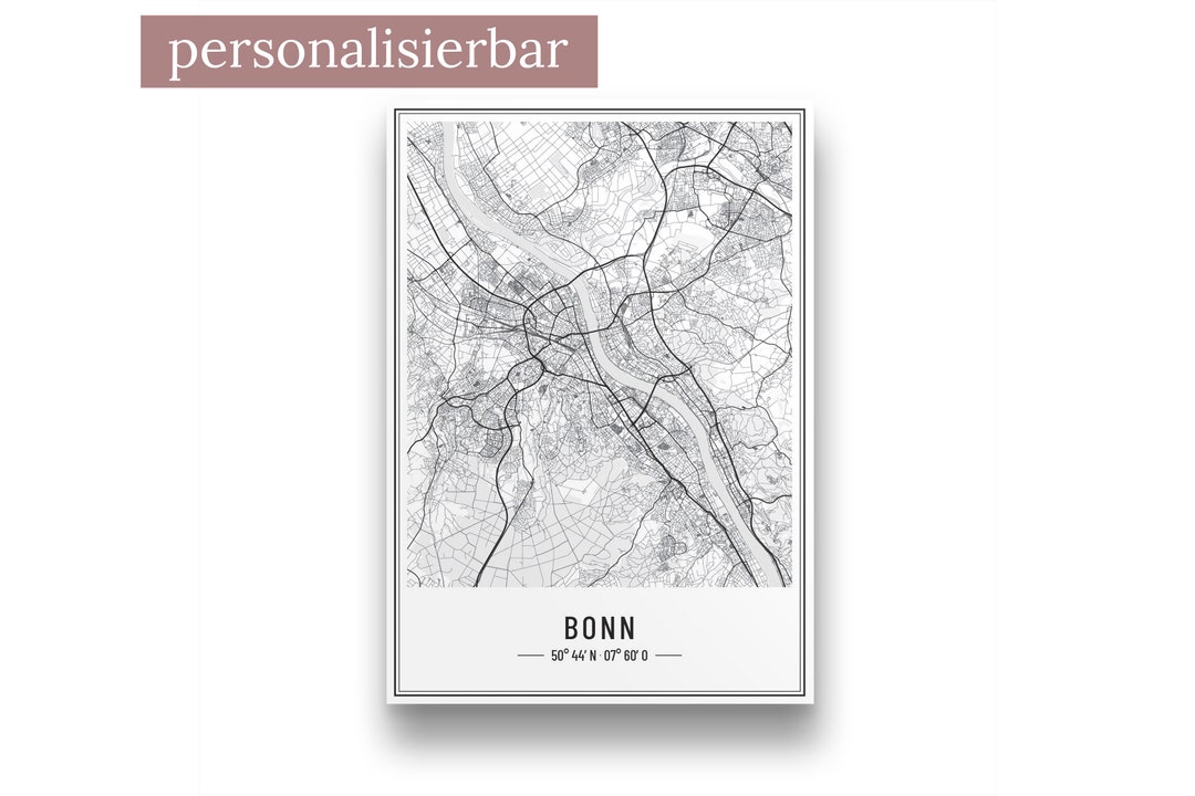 Personalized Bonn City Map Coordinates Poster. Bonn Posters. - Etsy