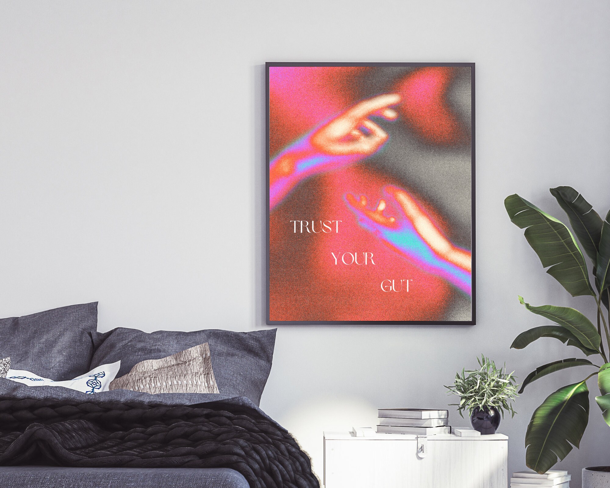 TRUST YOUR GUT Printable Poster, Digital Art Poster With Hands Reaching ...