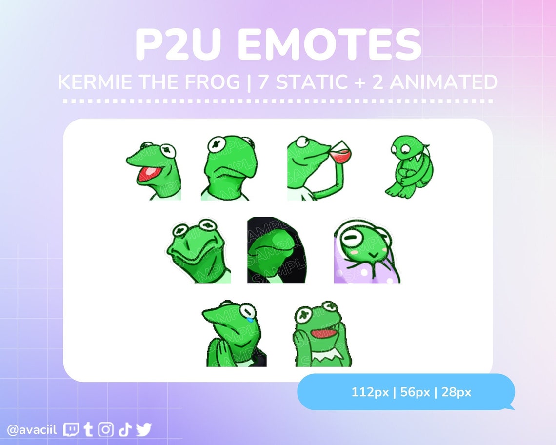 Kermit the Frog Cute and Meme Static and Animated Emotes (set of 9 ...