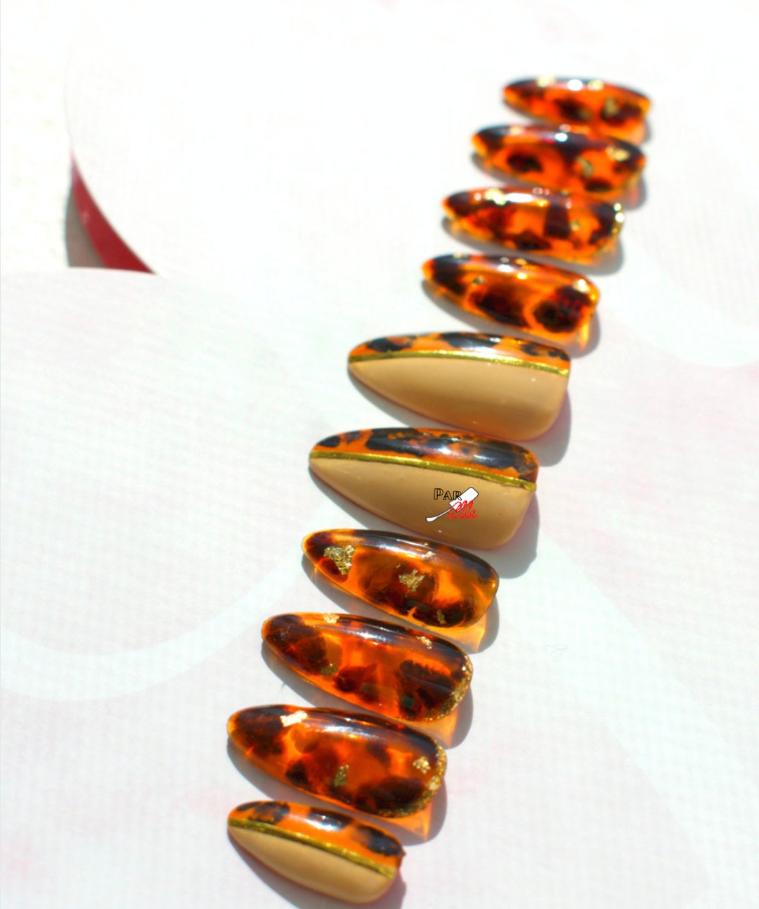 Tortoise Shell Nails Red Bottom Nails Press on Nails Almond Nails ...