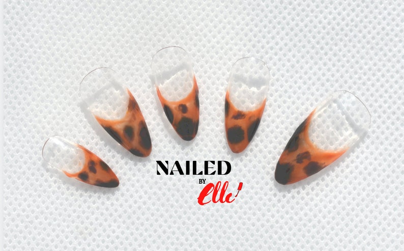 Tortoise Shell Nails French Tip Nails Press on Nails | Etsy