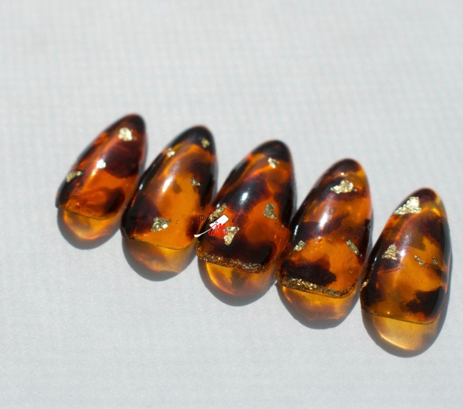 Glam Tortoise Shell Nails Press on Nails Almond Nails - Etsy