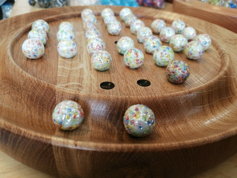 Hand Turned Reclaimed Oak Solitaire & Marbles no Oak Trees - Etsy