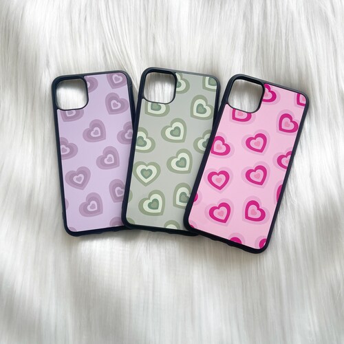 Blue Purple Grey Green Hearts Phone Case iphone & Android - Etsy