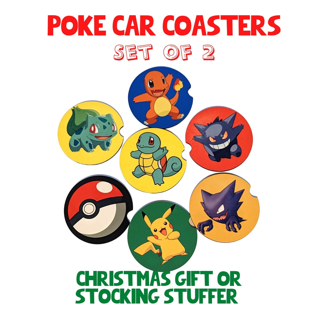Pokemon Car Coasters 2 Coasters Christmas Gift Stocking Stuffer Idea ...