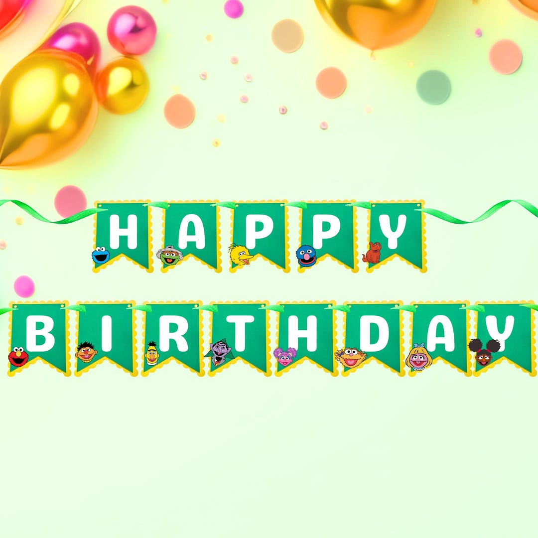 Happy Birthday Street Sign Birthday Banner Sesame Inspired - Etsy