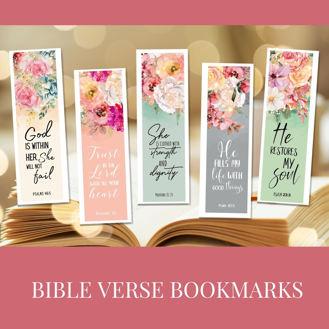 Christian Bible Verse Bookmarks With Floral Designs - Etsy