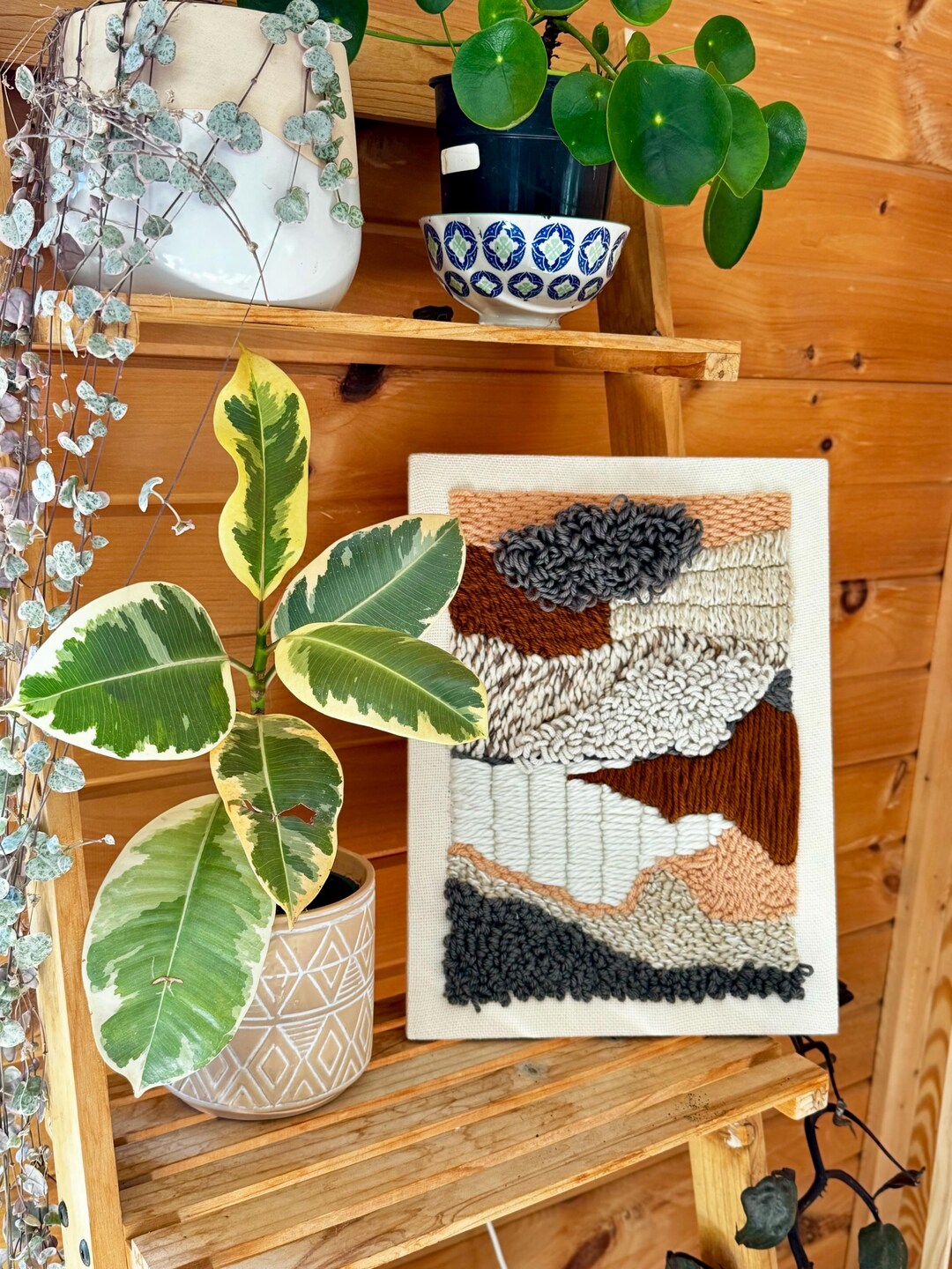 Handmade Fiber Art 10''x14'' Artwork, Fiber Boho Art, Textile Boho Art ...