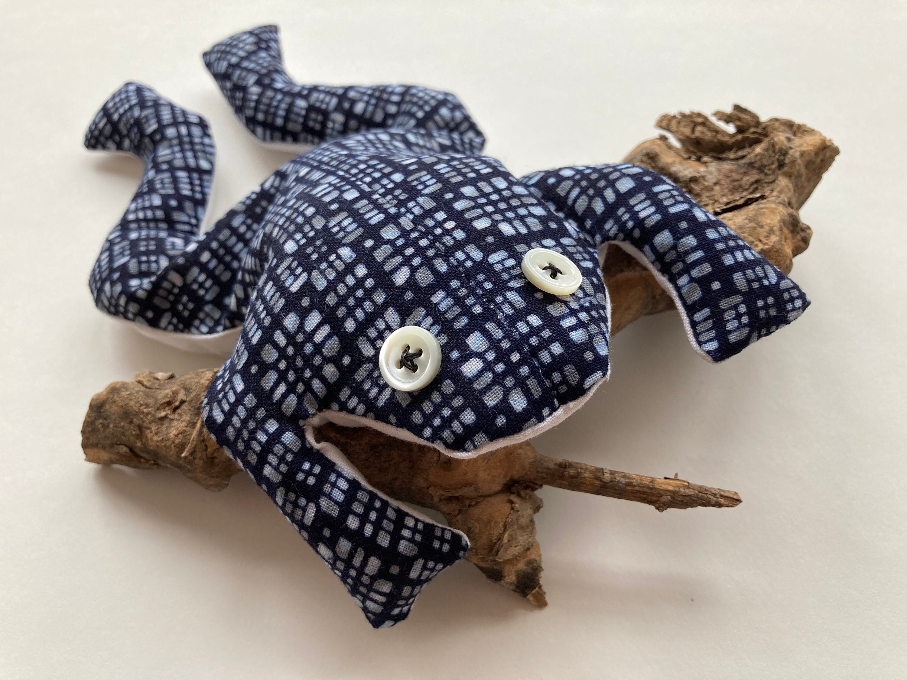 Indigo Blue Kasuri Design Frog for Graciousness Gratitude and - Etsy