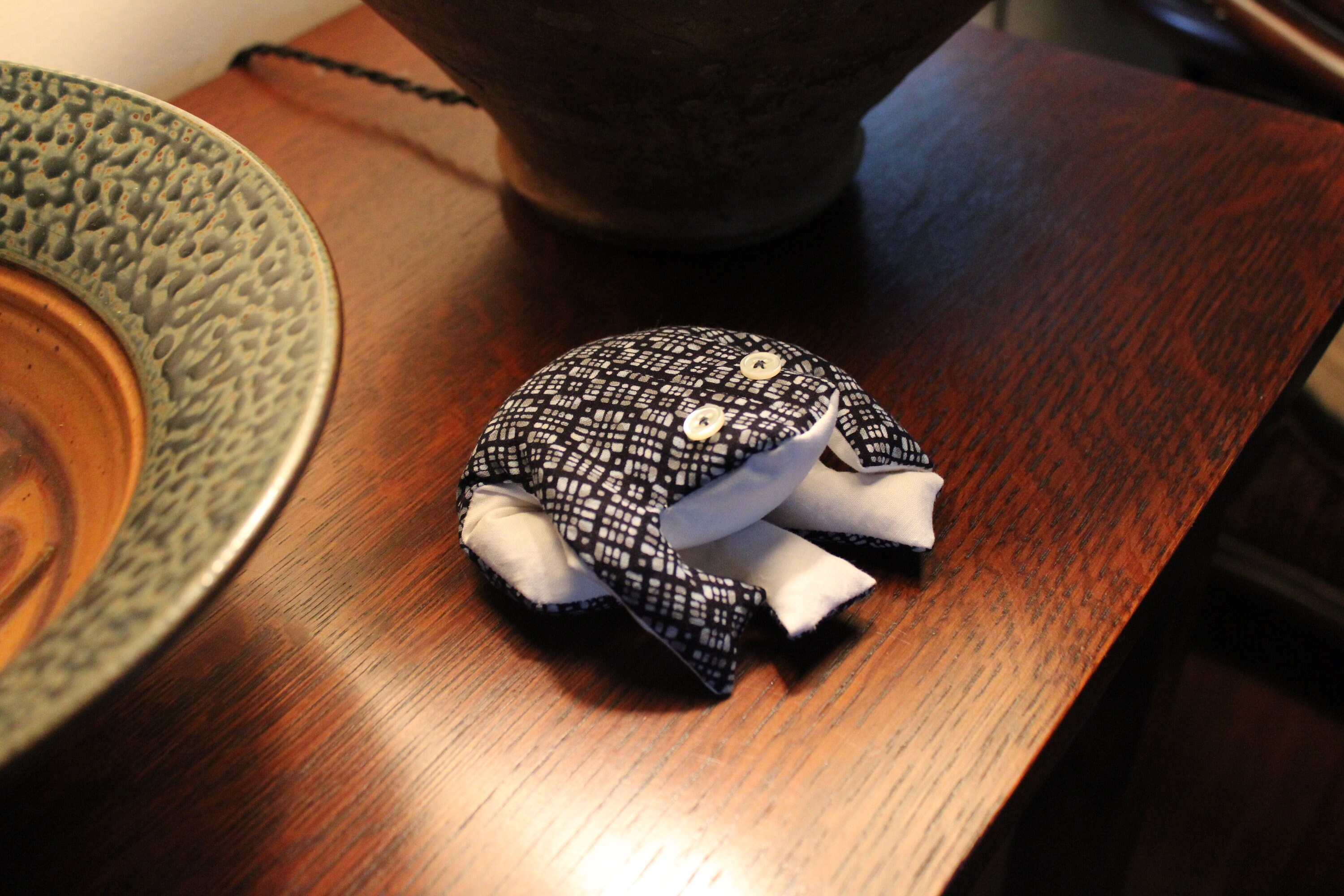 Indigo Blue Kasuri Design Frog for Graciousness, Gratitude and Giving ...