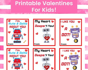 Robot Valentine's Day Cards . Class Valentines . Kids - Etsy