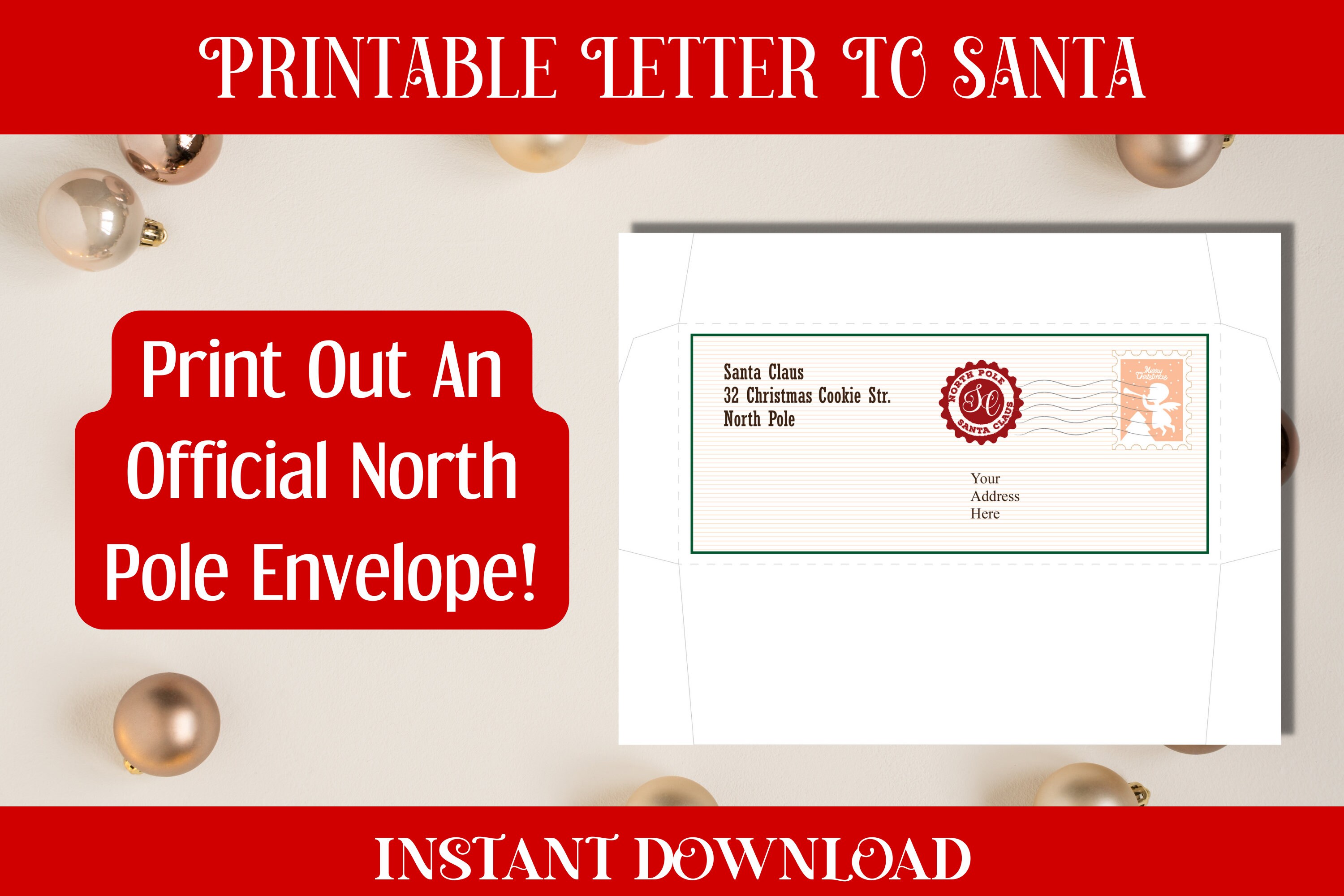 Printable Letter to Santa Claus Kit, Kids Letter to Santa, Wish List ...
