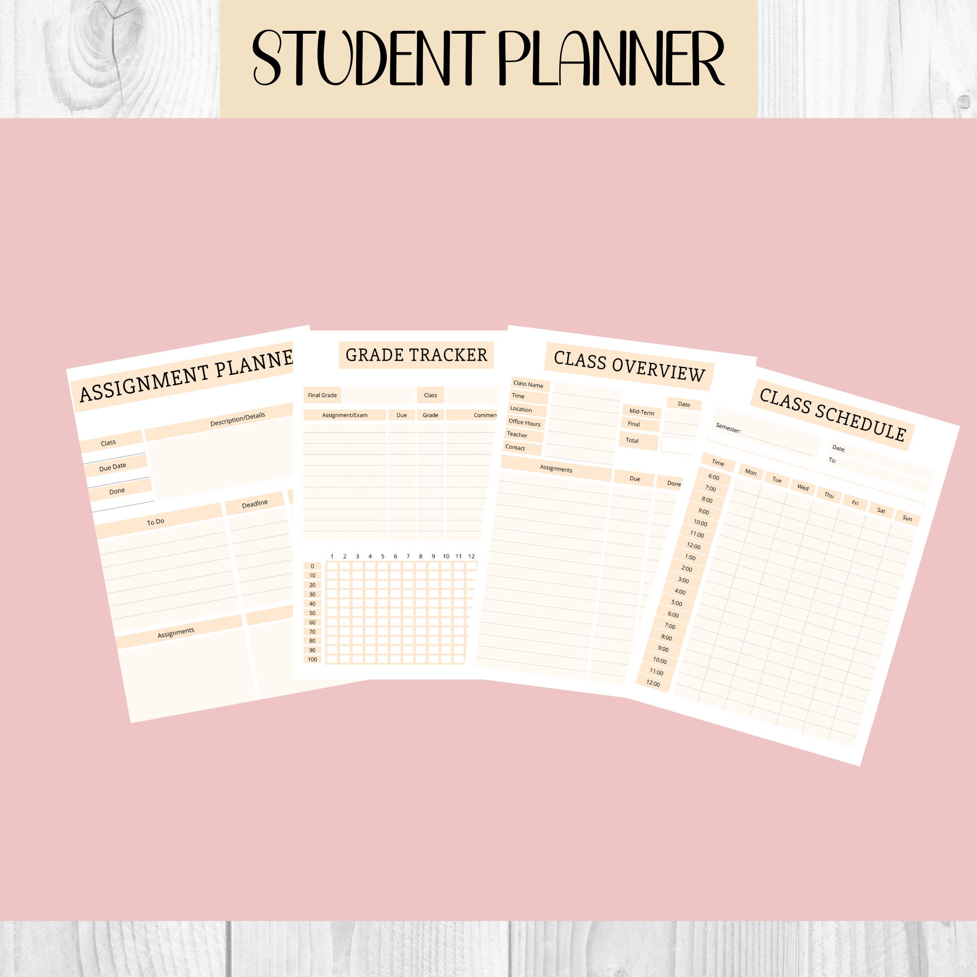 Student Printable Planner Bundle, Study Planner, Instant Download ...