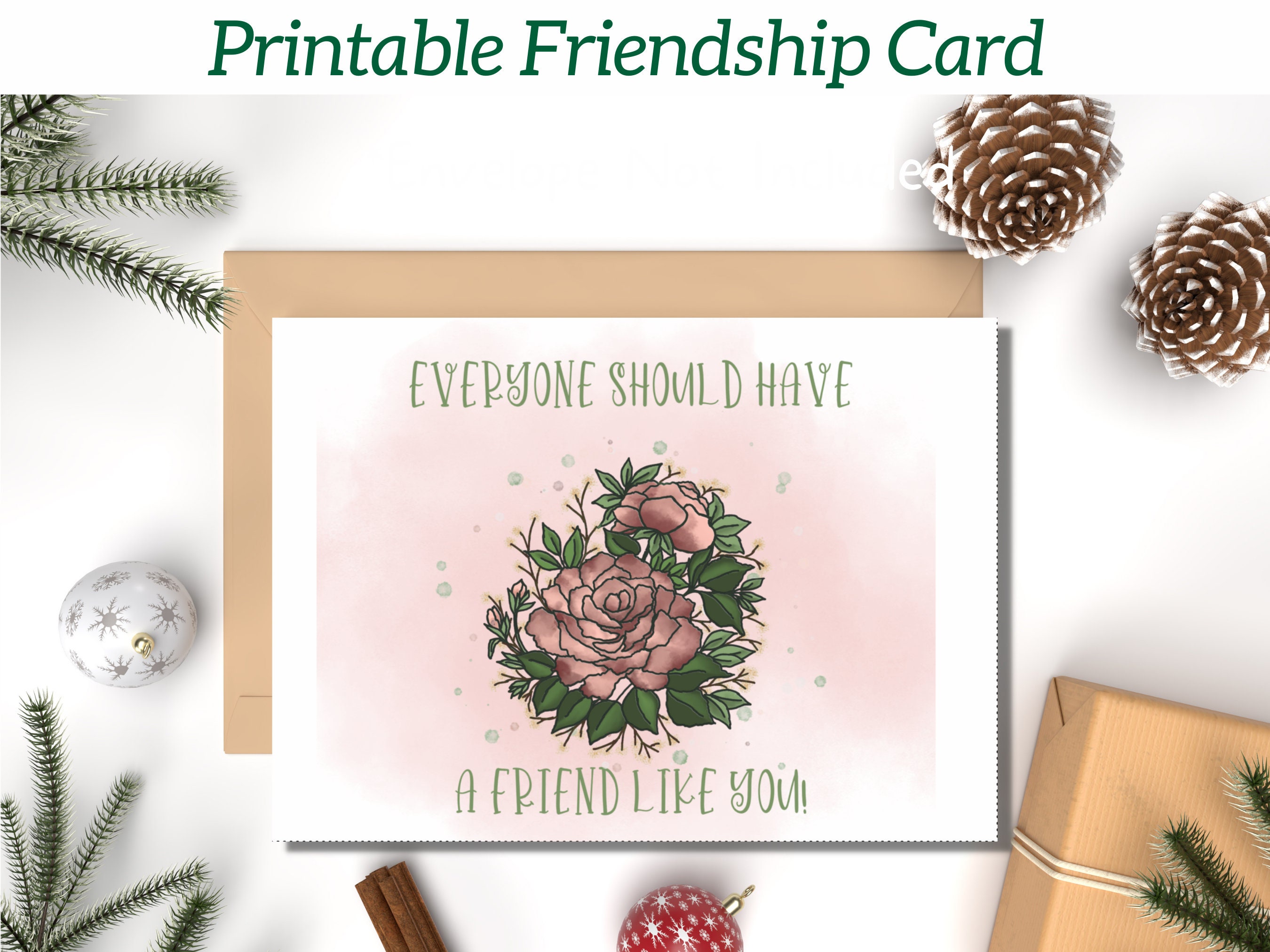 Floral Friendship Card Printable, Printable Friendship Card, Digital ...