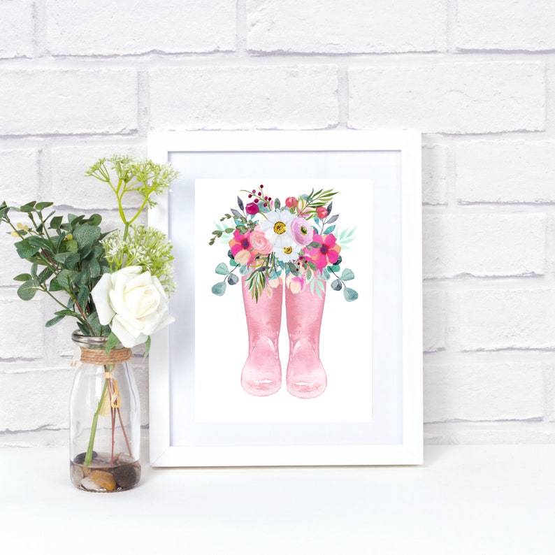 Watercolor Spring Rain Boots With Flowers, Instant Download, Spring ...