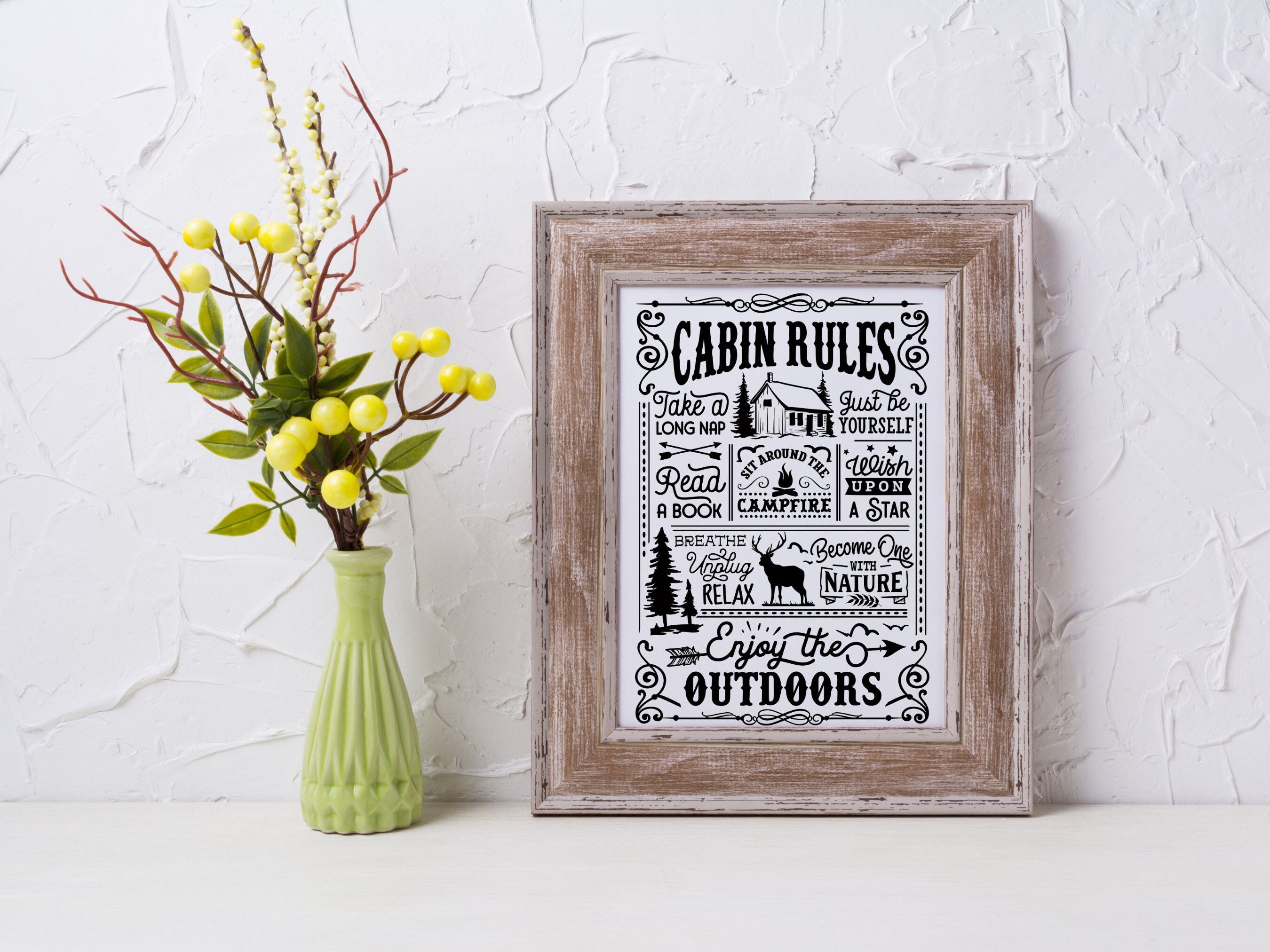 Cabin Rules Printable Wall Art, Lake House Decor, Vacation Art ...