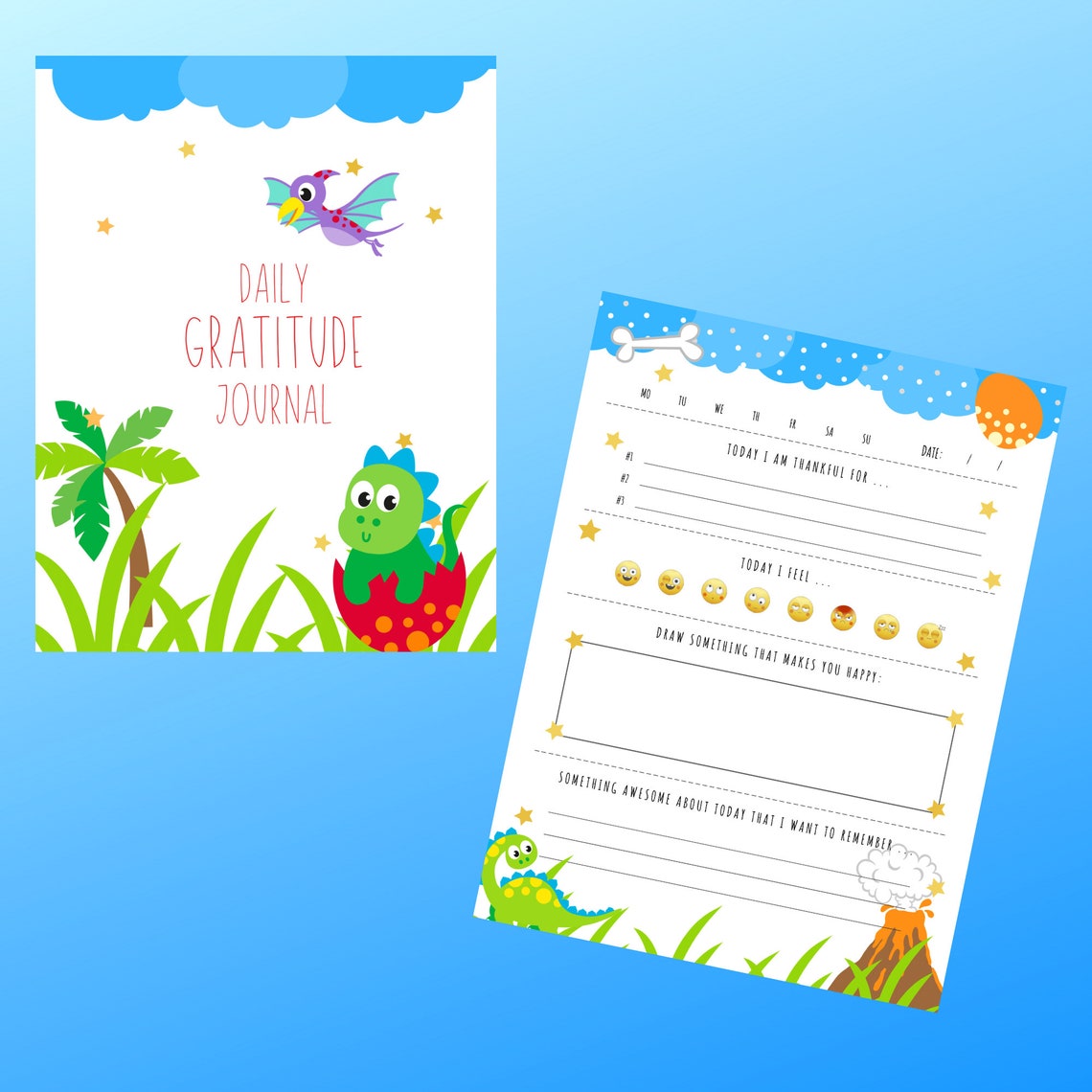 Kids Printable Daily Gratitude Journal Instant Download | Etsy