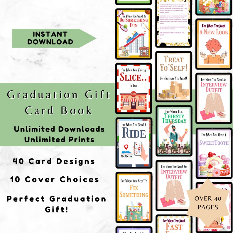 Printable Graduation Gift Card Book, High School Graduation, College ...