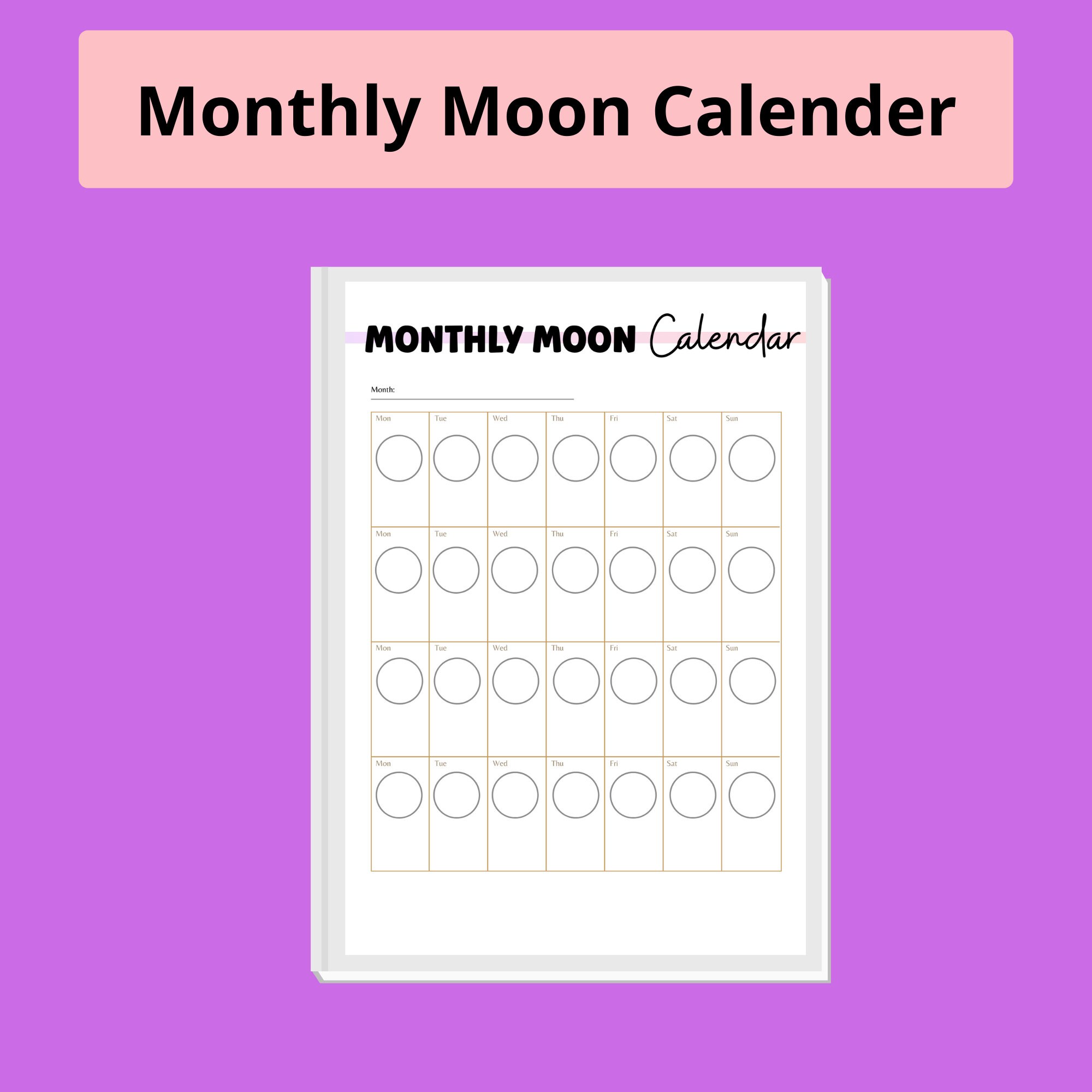 Printable Moon Journal, Moon Phase Tracker, Tarot Journal, Law of ...