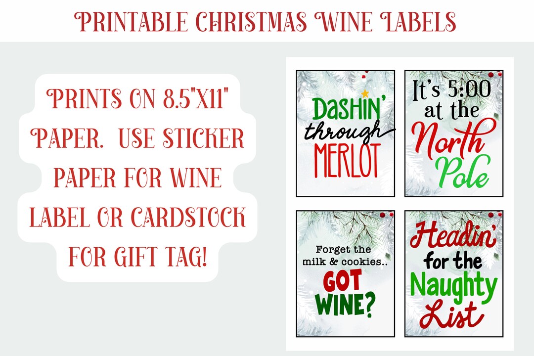 Printable Christmas Wine Bottle Label, Bottle Label, Wine Sticker, Xmas ...