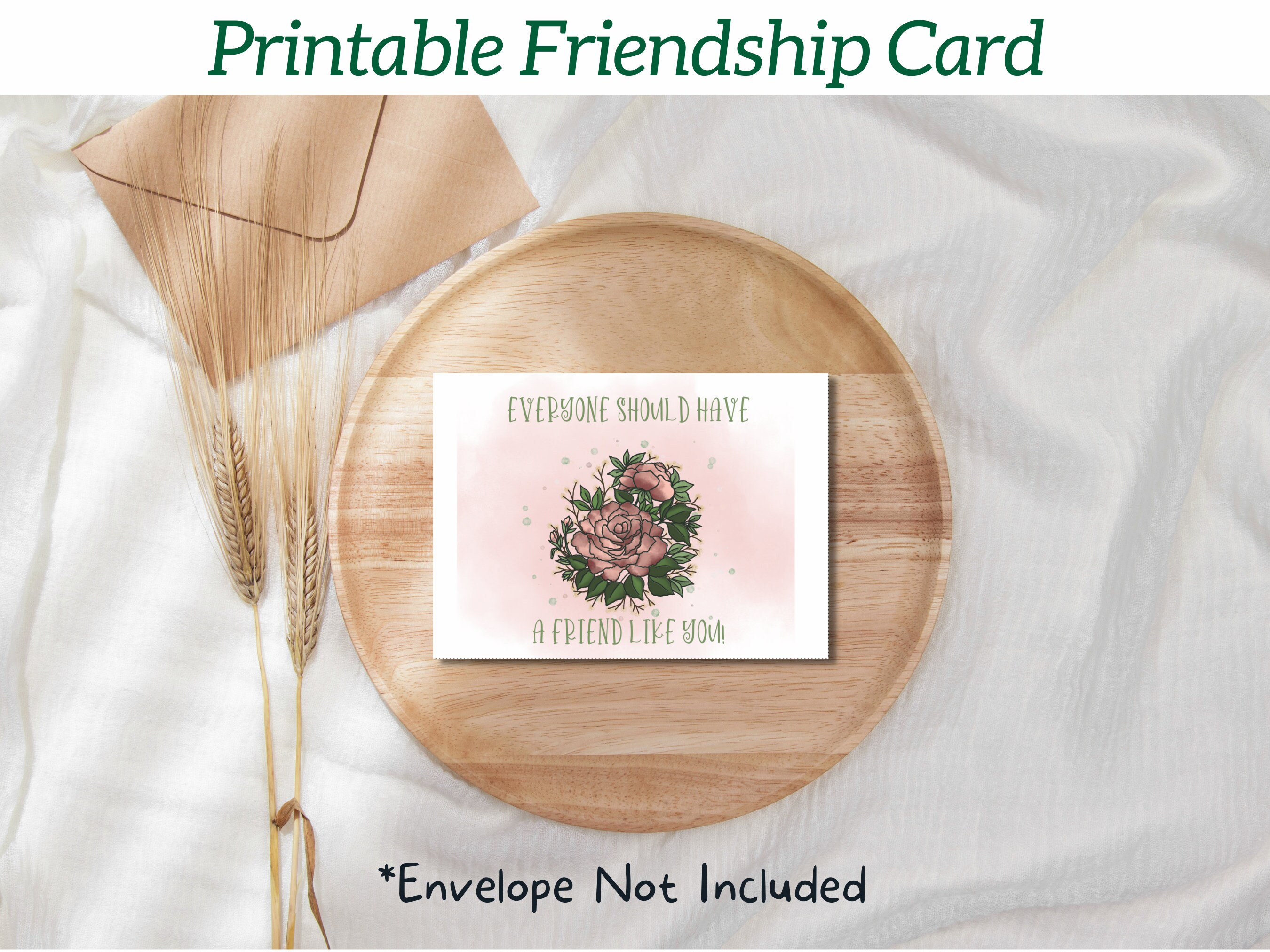 Floral Friendship Card Printable, Printable Friendship Card, Digital ...
