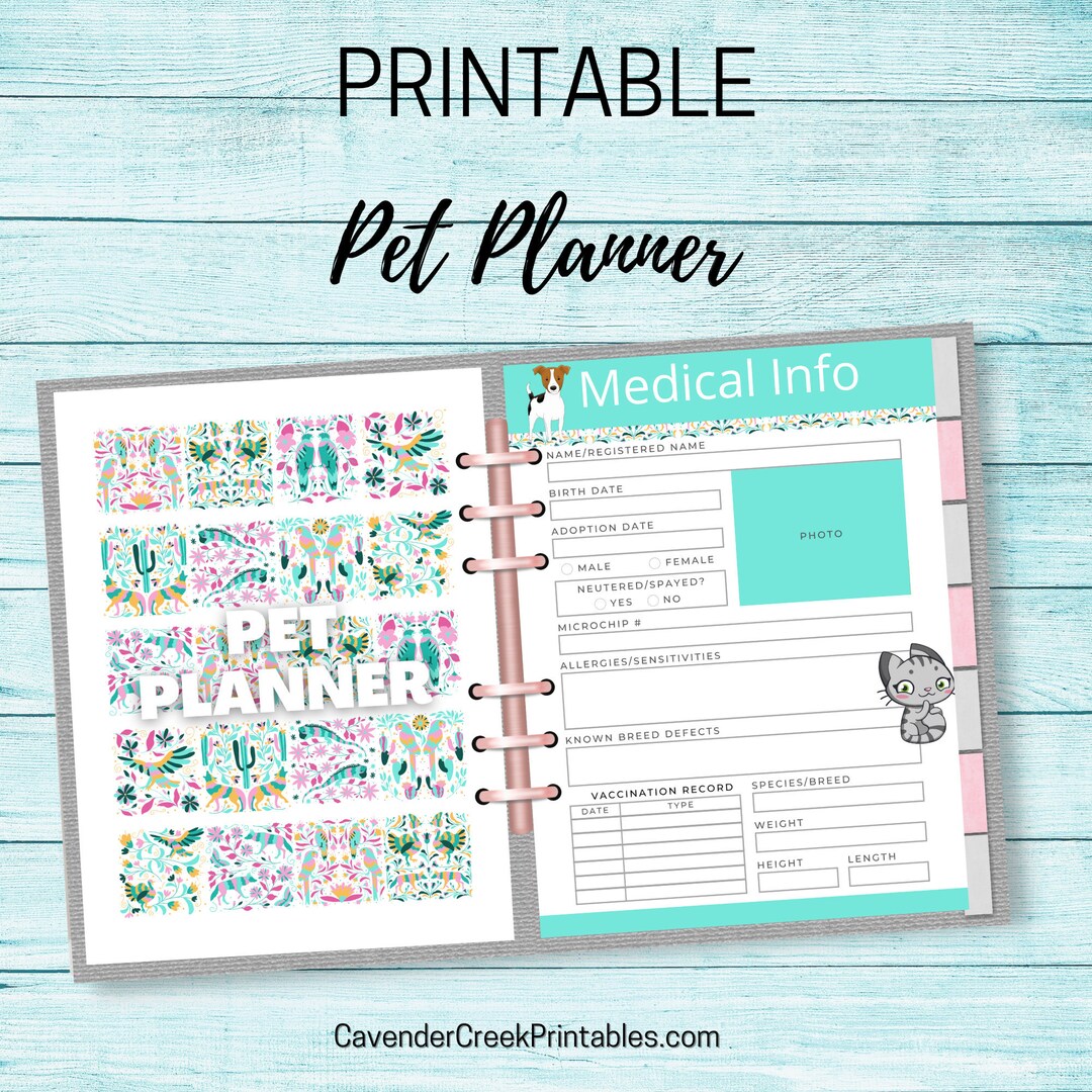 Printable Pet Planner Bundle, Pet Care Sheets, Pet Sitter Notes, New ...
