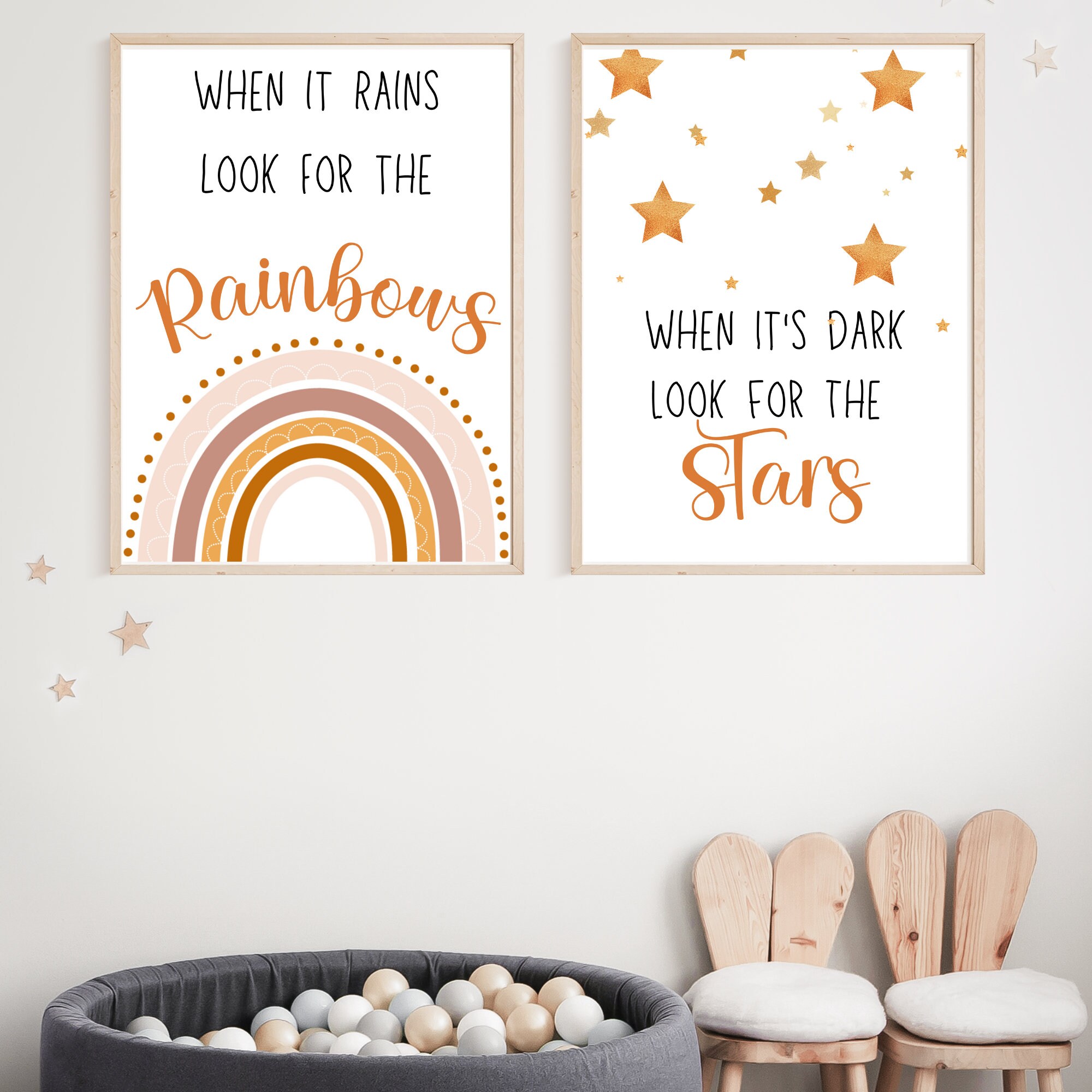 When It Rains Look for the Rainbows Printable Wall Art, Nursery Decor ...