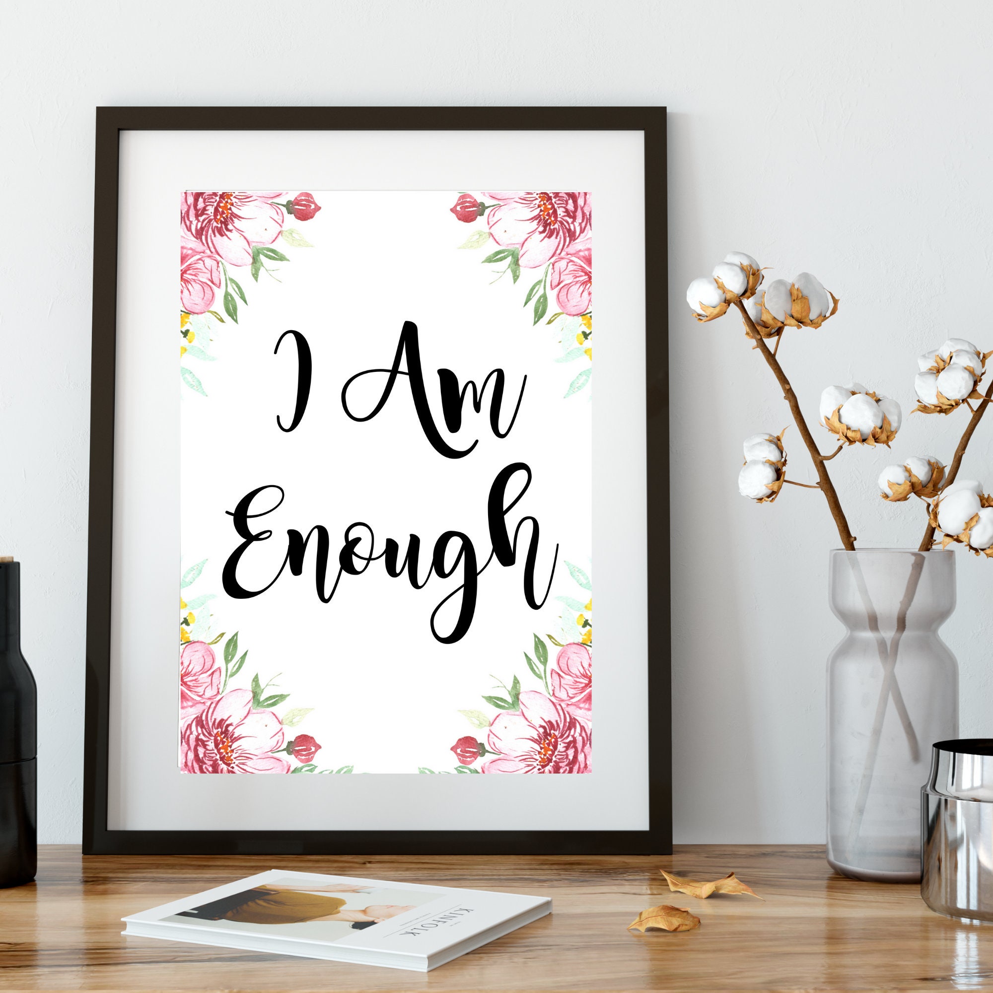 I Am Enough Printable Motivational Wall Art, Inspirational Print ...