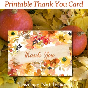 Printable Floral Thank You Card Note Cards Autumn Floral - Etsy