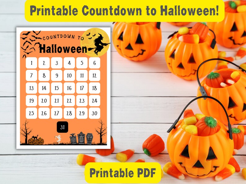 Halloween Countdown, Printable Countdown, Instant Download, Classroom ...
