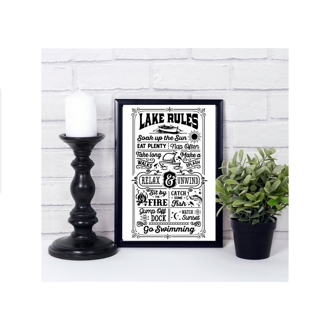 Lake Rules Printable Wall Art, Lake House Decor, Vacation Art, Entryway ...