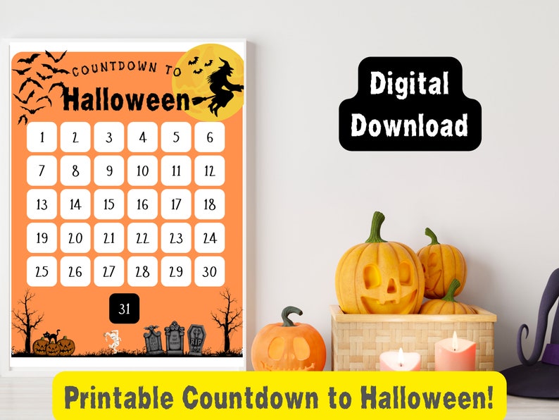 Halloween Countdown, Printable Countdown, Instant Download, Classroom ...