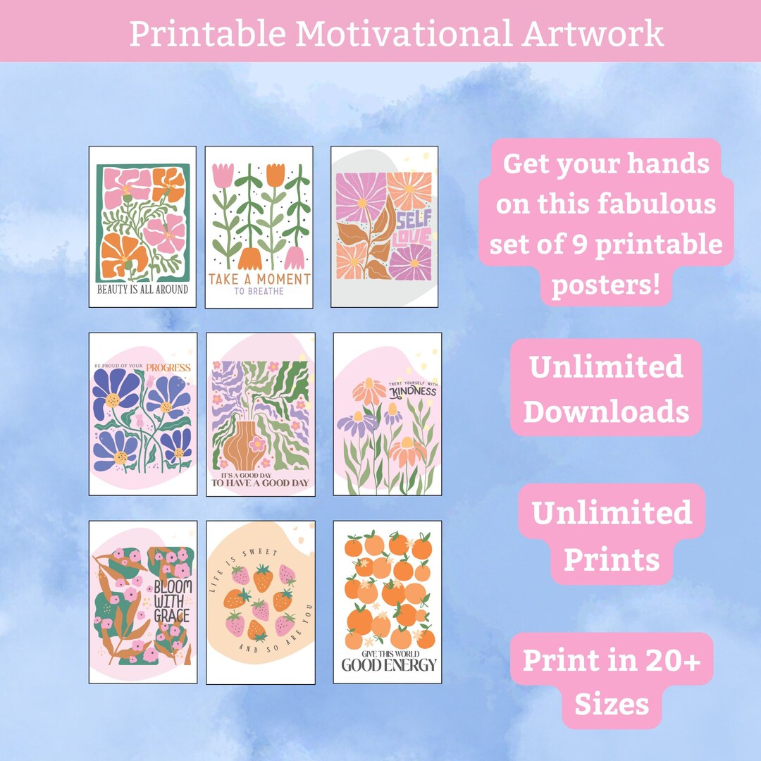 Printable Motivational Posters,set Printable Inspirational Art Digital ...