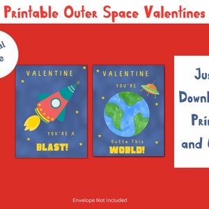 Outer Space Valentine Cards for Kids, Printable Valentines, Gift for ...