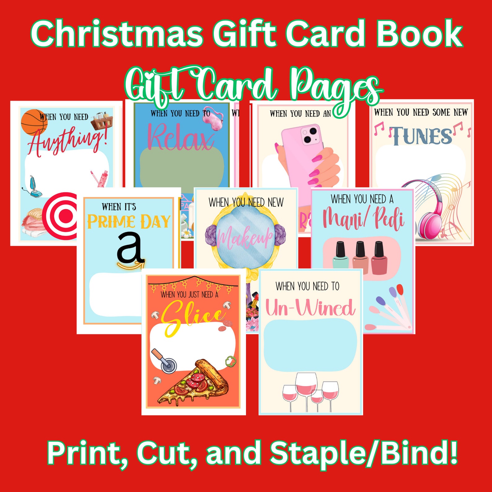 Printable Christmas Gift Card Book, 40 Pages for Festive Gifting ...