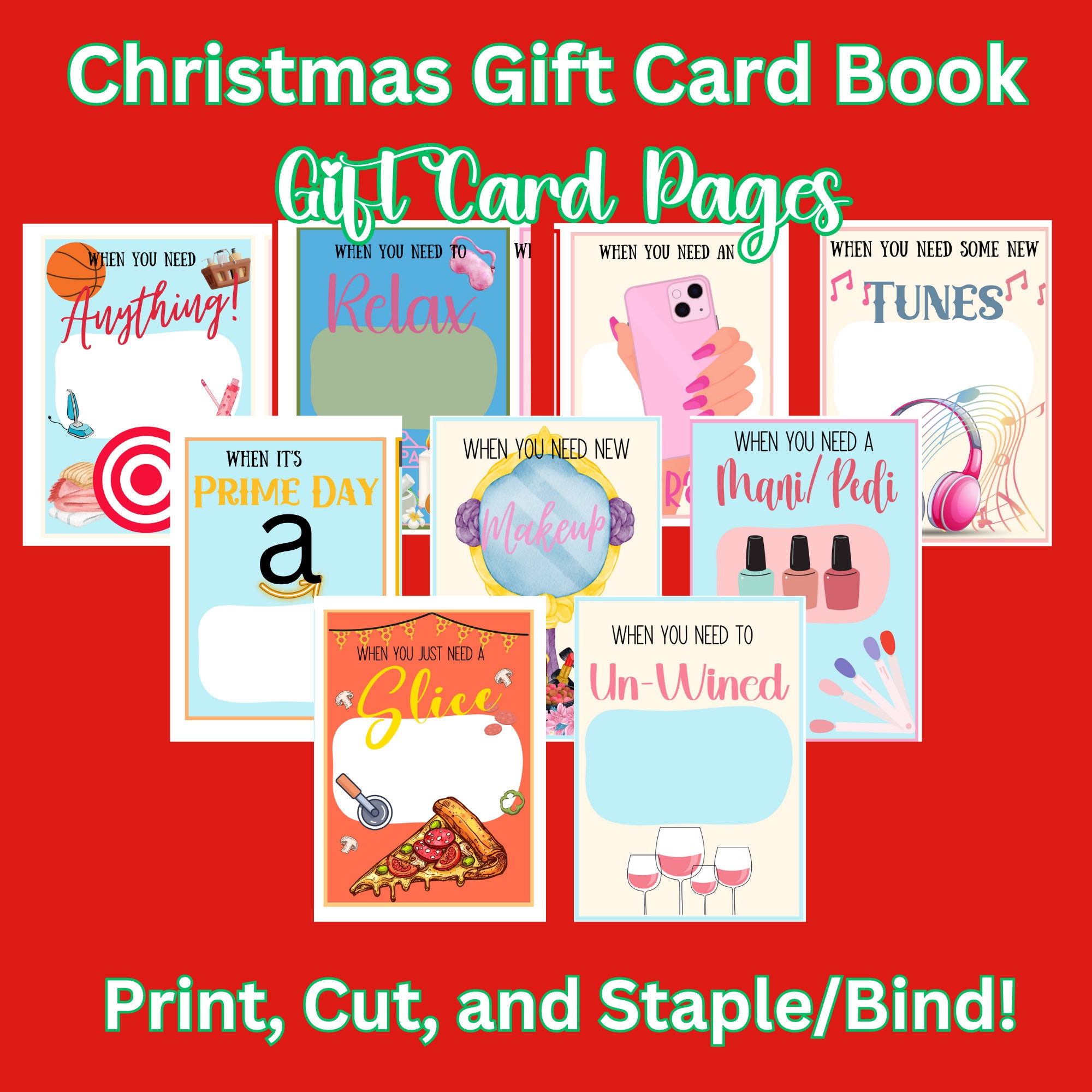 Printable Christmas Gift Card Book, 40 Pages for Festive Gifting ...