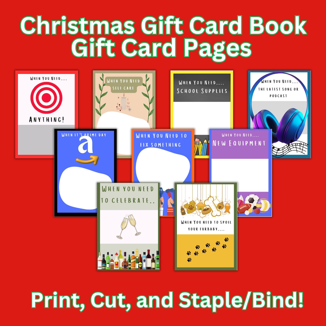 Printable Christmas Gift Card Book, 40 Pages for Festive Gifting ...