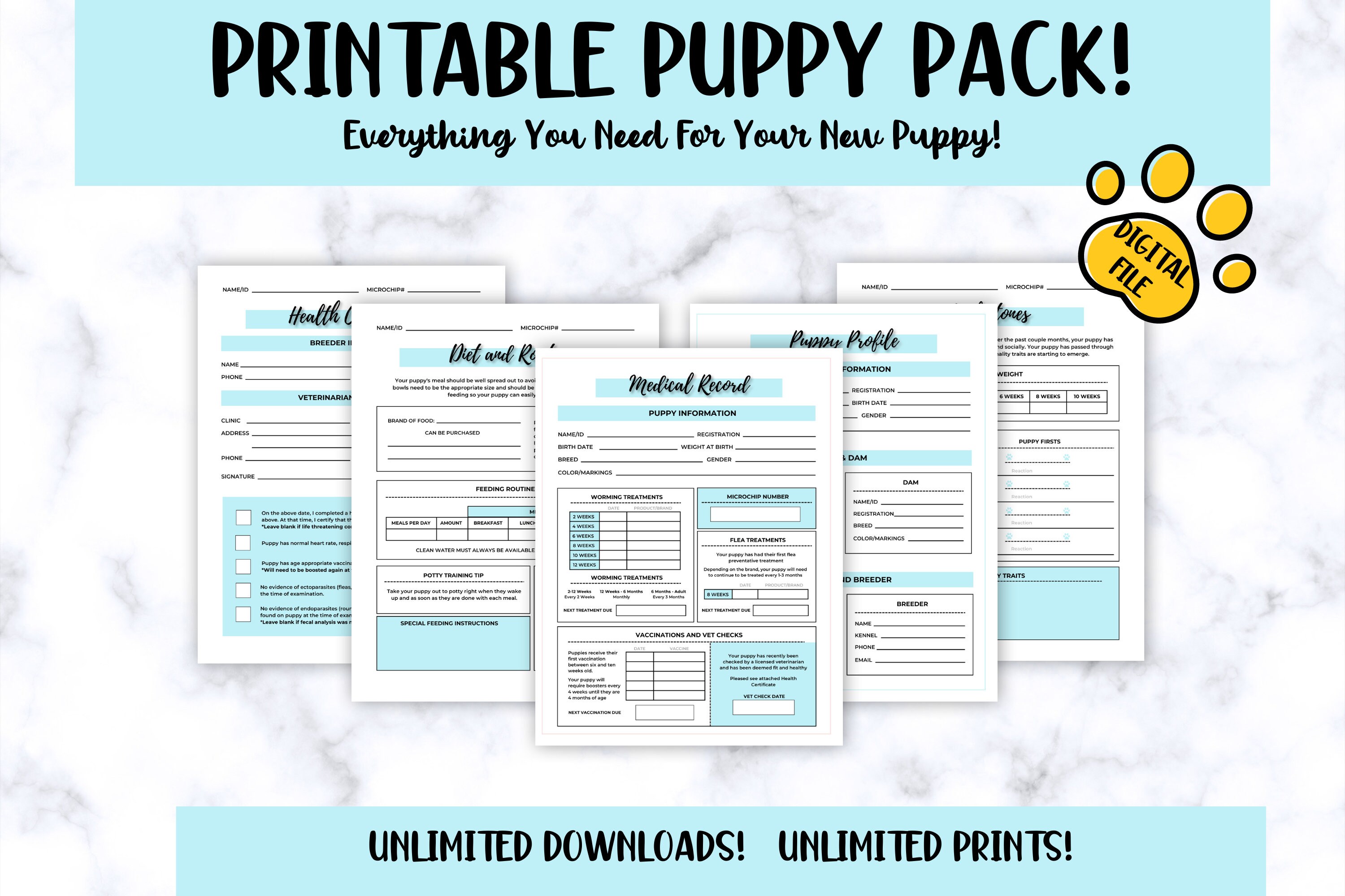 Printable Pet Planner Bundle, Pet Care Sheets, Pet Sitter Notes, New ...