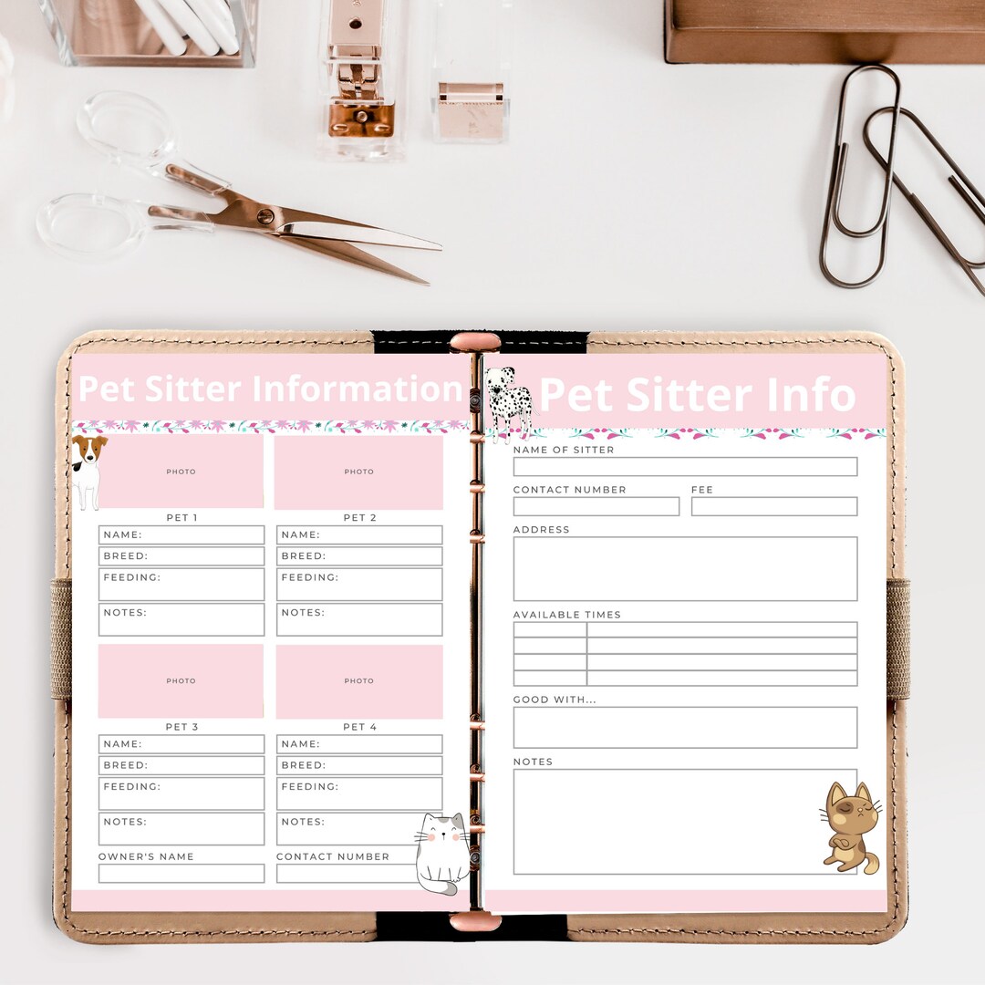 Printable Pet Planner Bundle Pet Care Sheets Pet Sitter - Etsy