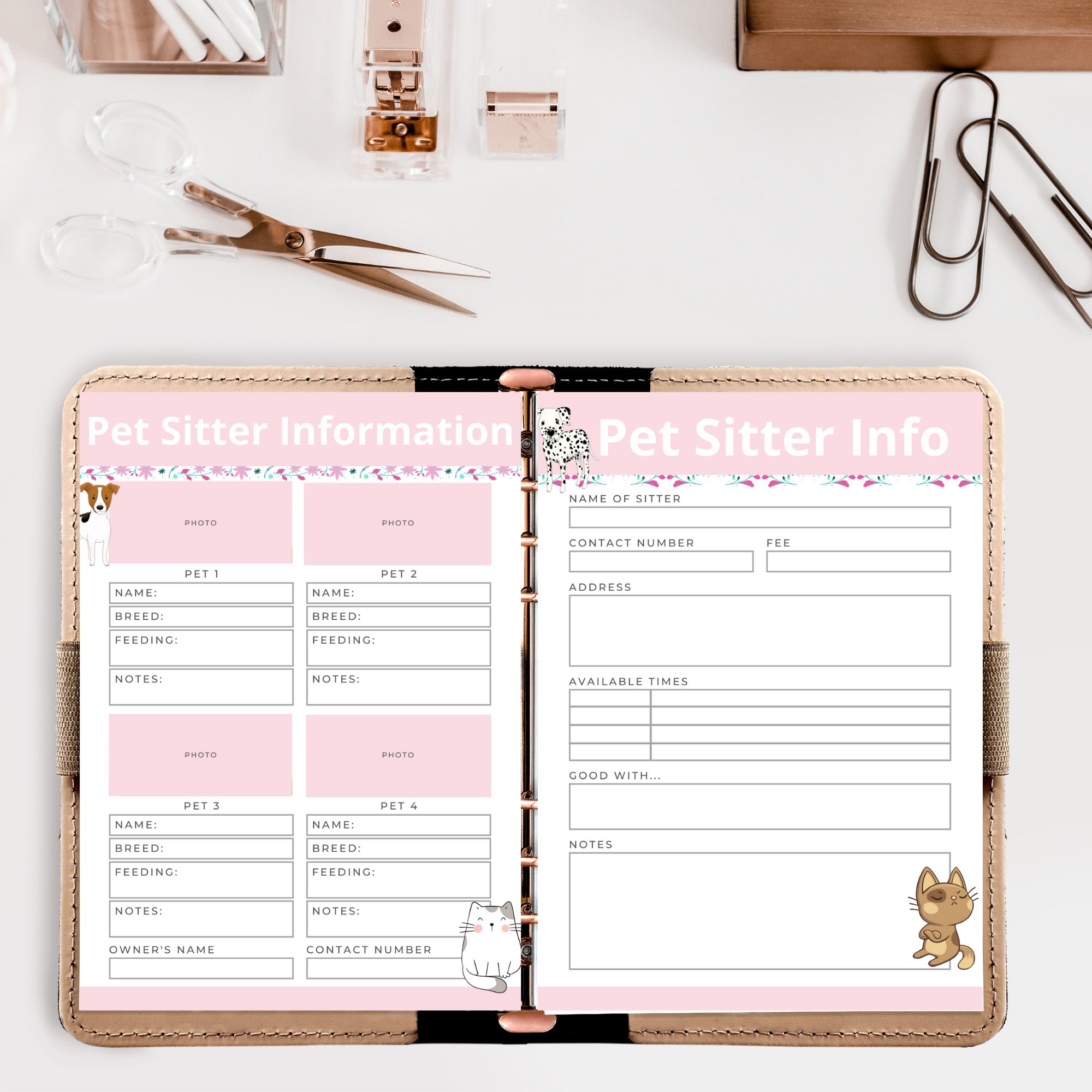 Printable Pet Planner Bundle Pet Care Sheets Pet Sitter - Etsy