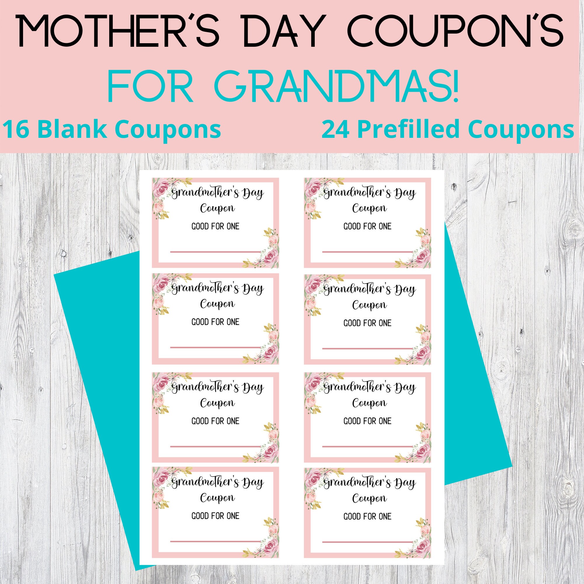 Mothers Day Coupons for Grandma, Printable Coupons, Grandparent Gift ...