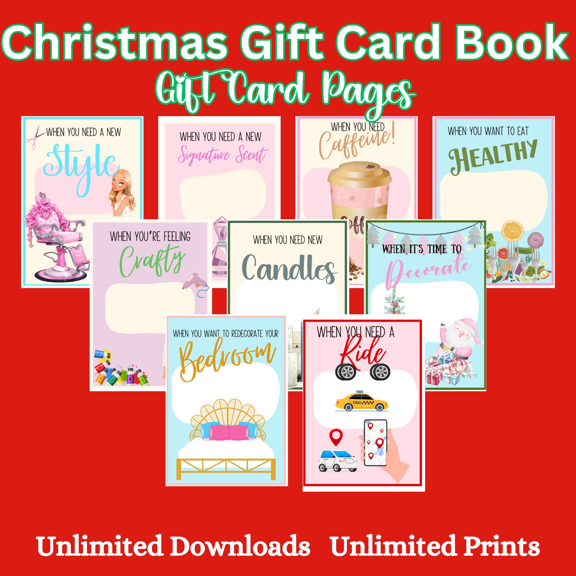 Printable Christmas Gift Card Book, 40 Pages for Festive Gifting ...
