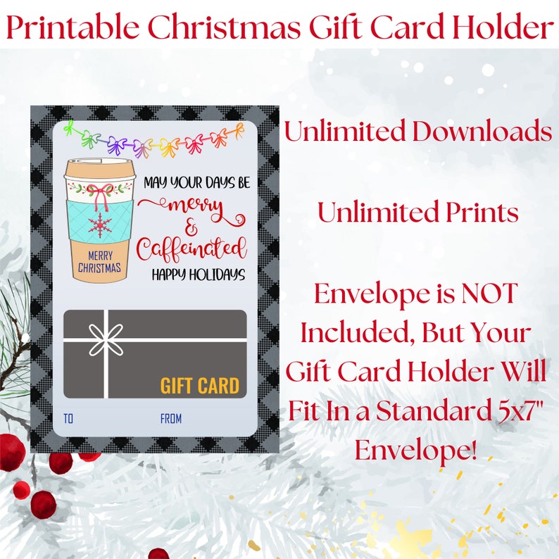 Printable Christmas Gift Card Holder, Festive Card Holder, Gift for ...