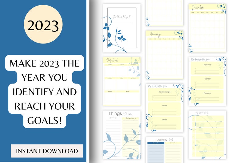 Printable Goal Planning Bundle, 2023 Goal Tracker, Daily Productivity ...