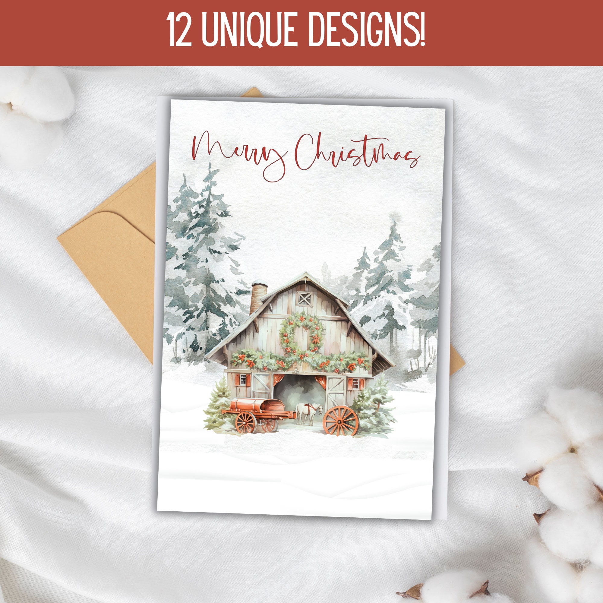 Printable Christmas Cards, Christmas Barns, Rustic Greeting Cards ...