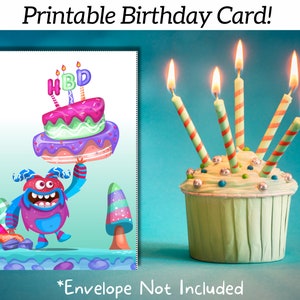 Printable Monster Birthday Card, Kids Birthday Card, Funny Birthday ...